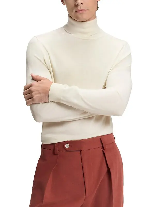 BOSS Hernando Cashmere Turtleneck Sweater - Open Beige