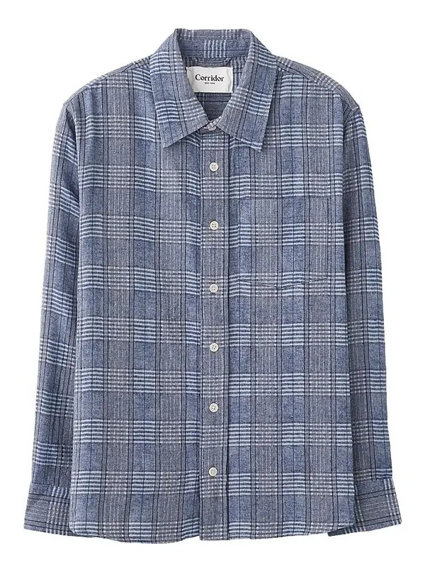 CORRIDOR Ocean Parkway Long Sleeve Button Front Shirt - Blue