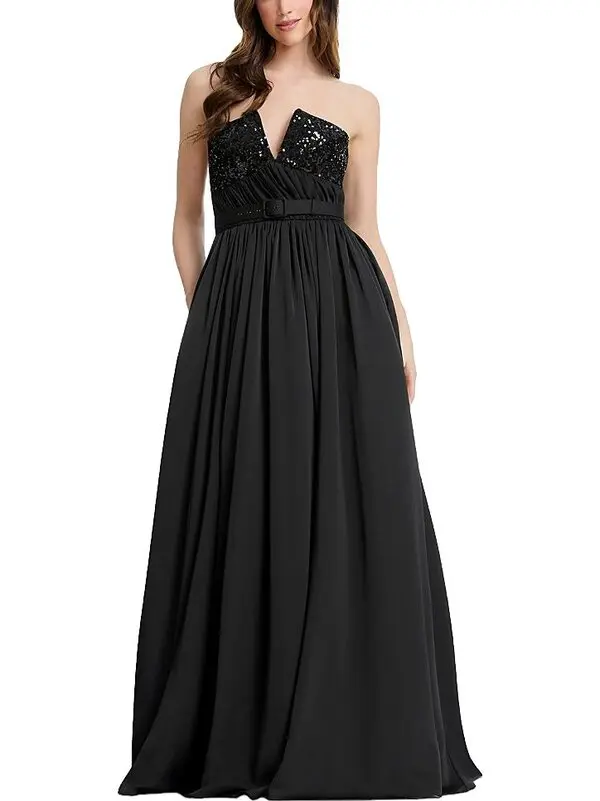 Dress The Population Kristine Strapless Gown - Black