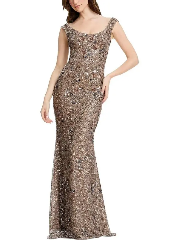 Dress The Population Josie Embellished Mermaid Gown - Bronze Multi