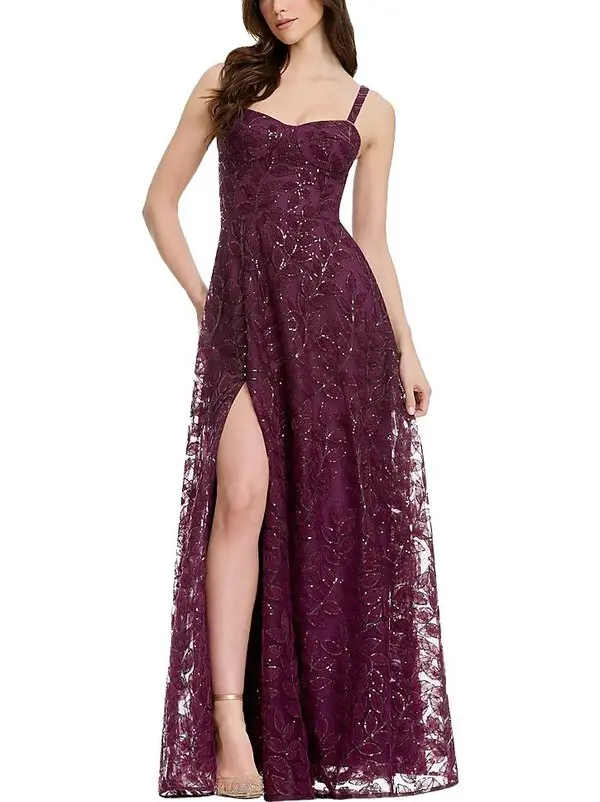 Dress The Population Piper Sweetheart Neck Gown - Dark Cherry