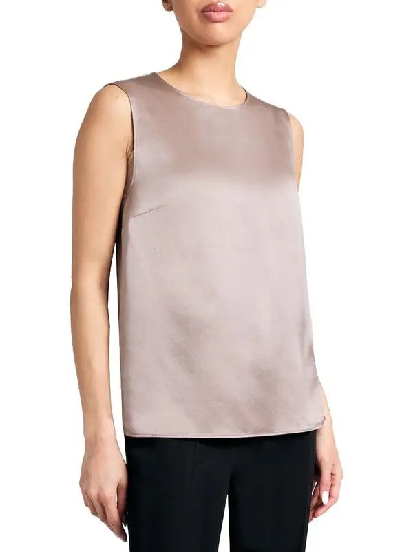 Santorelli Demi Sleeveless Silk Charmeuse Top - Dusty Mauve