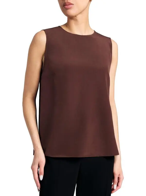 Santorelli Demi Sleeveless Silk Charmeuse Top - Raisin