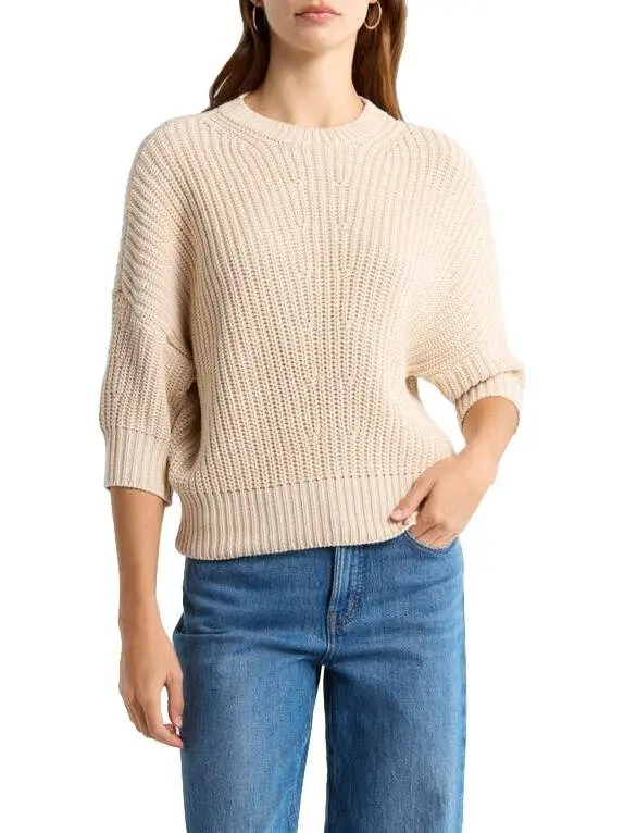 Vince Camuto Crewneck Shaker-stitch Sweater - Dusty Birch