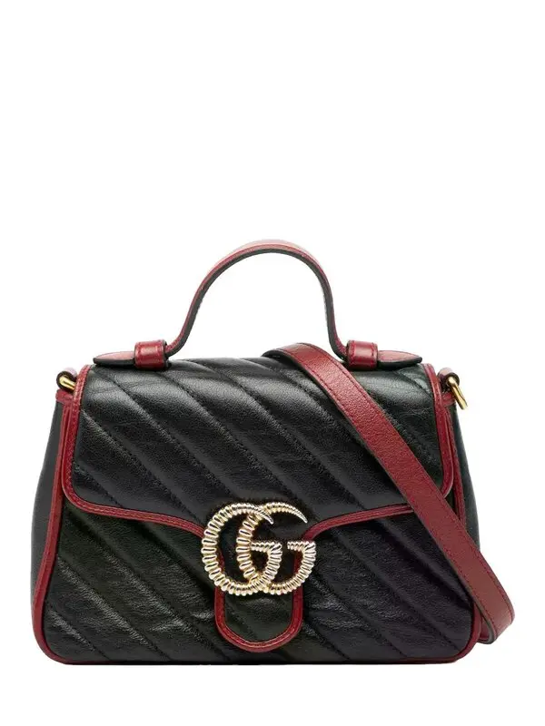 Gucci Gg Marmont Matelasse Leather Torchon Top Handle Satchel - Black