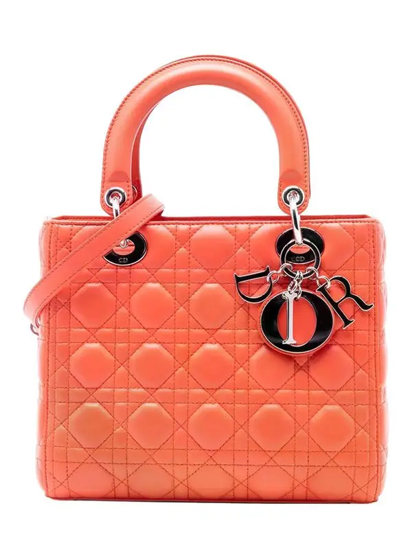 Dior 2013 Lambskin Cannage Lady Satchel - Orange