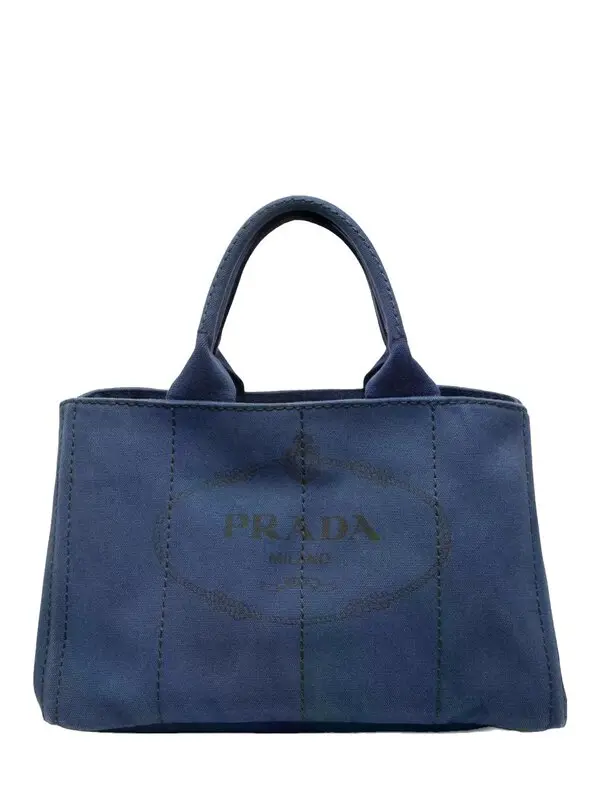 Prada 2013-2025 Canvas Canapa Logo Tote - Blue