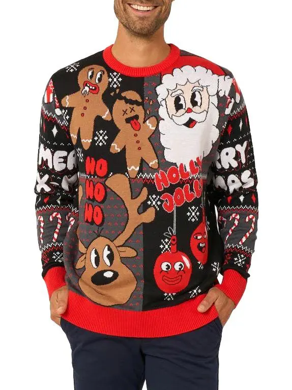 Opposuits Merry Jinglejoy Christmas Crewneck Sweater - Black Multi
