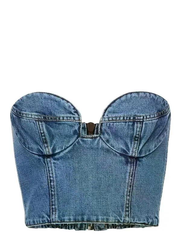 Magda Butrym Denim Zip Tank Top - Blue
