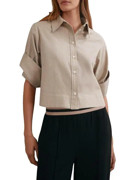 REISS Caylan Cropped Button-up Shirt - Neutral