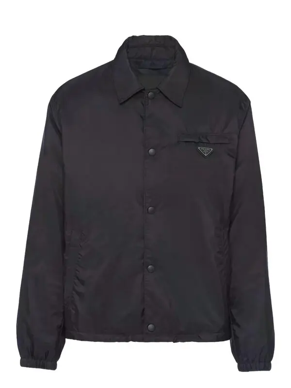 Prada Shirt-collar Buttoned Jacket - Black