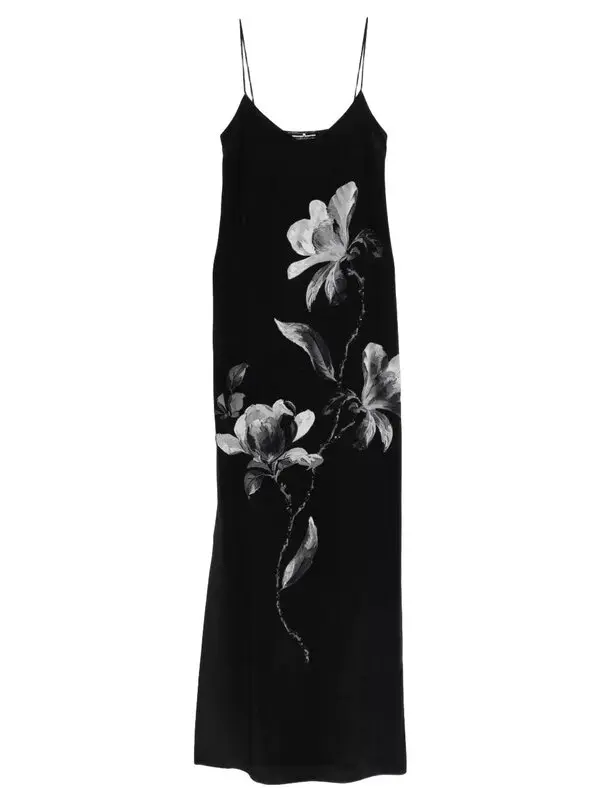 Ermanno Scervino Floral Silk Maxi Dress - Black