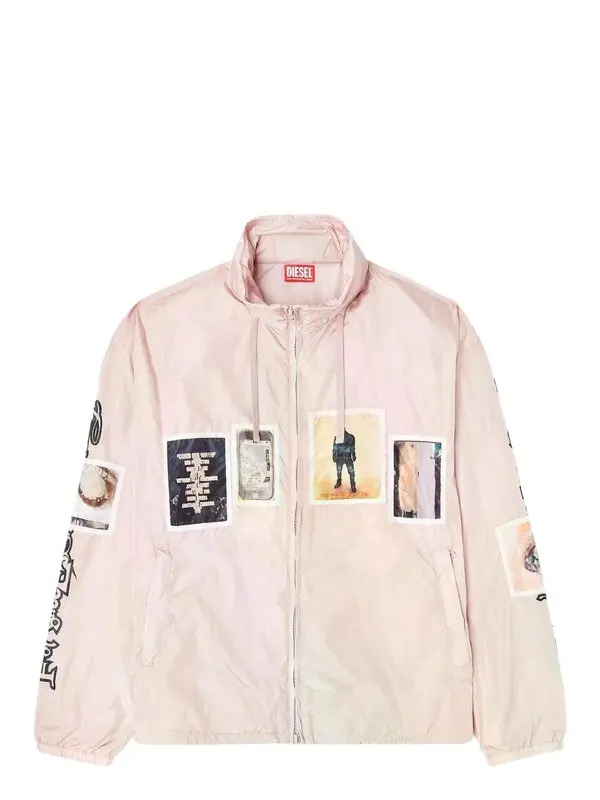 Diesel Graphic-patch Bomber Jacket - Pink