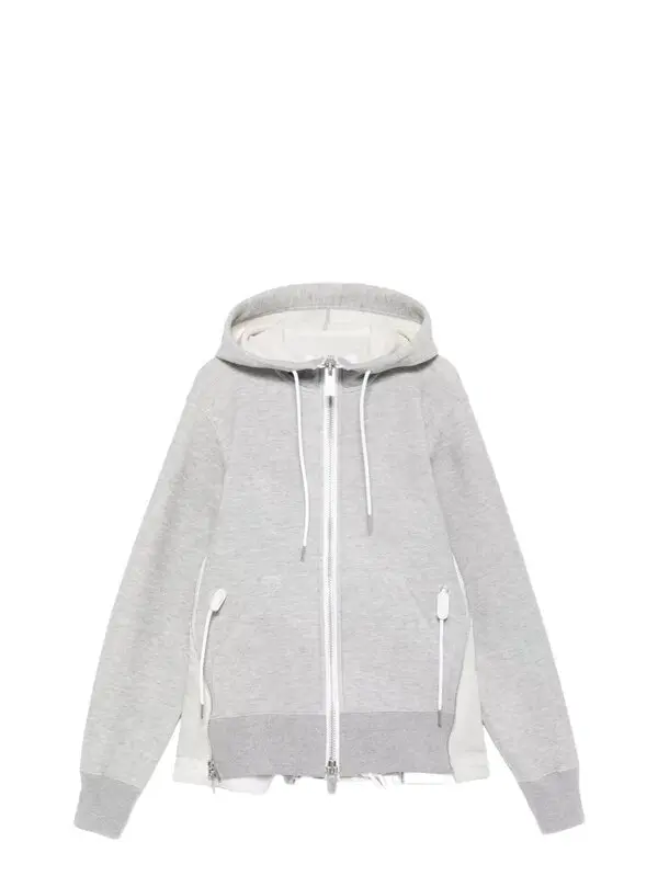 Sacai Paneled Zip Up Hoodie - Grey