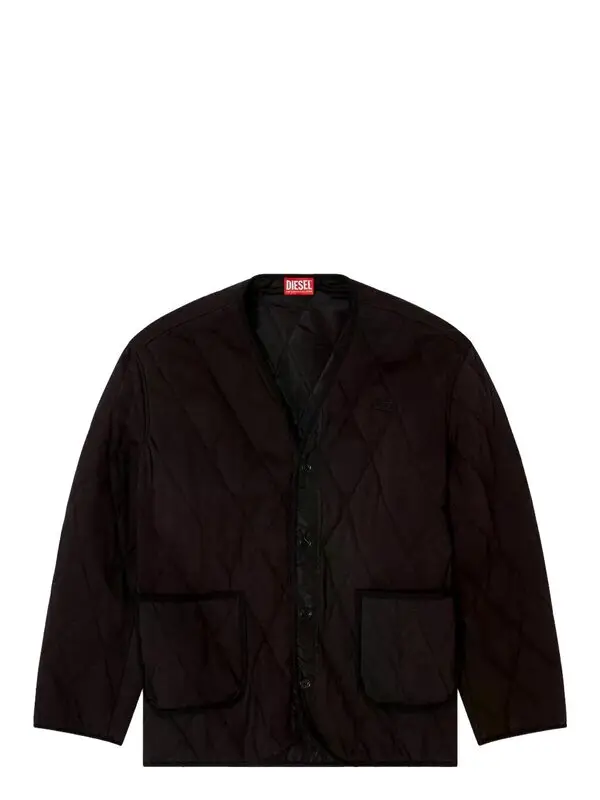 Diesel Quilted V-neck Jacket - Black