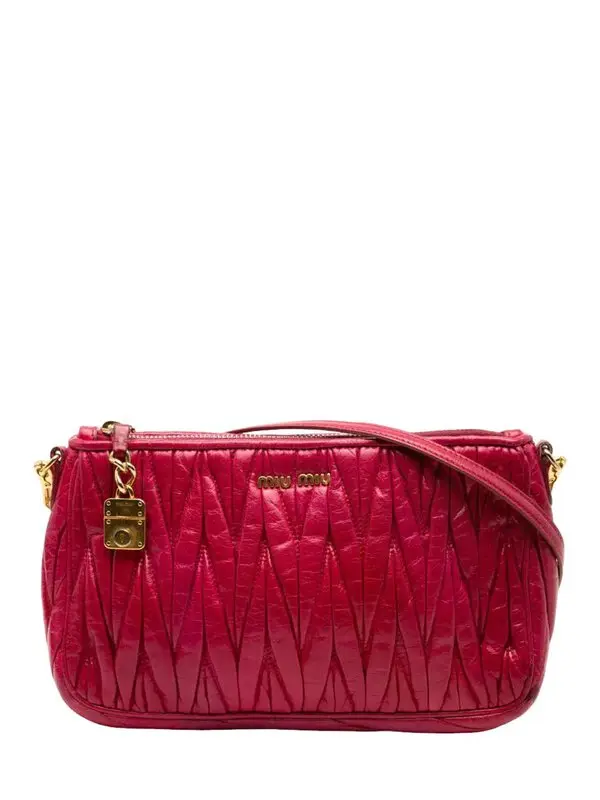 Miu Miu Matelassé Leather Shoulder Bag - Pink