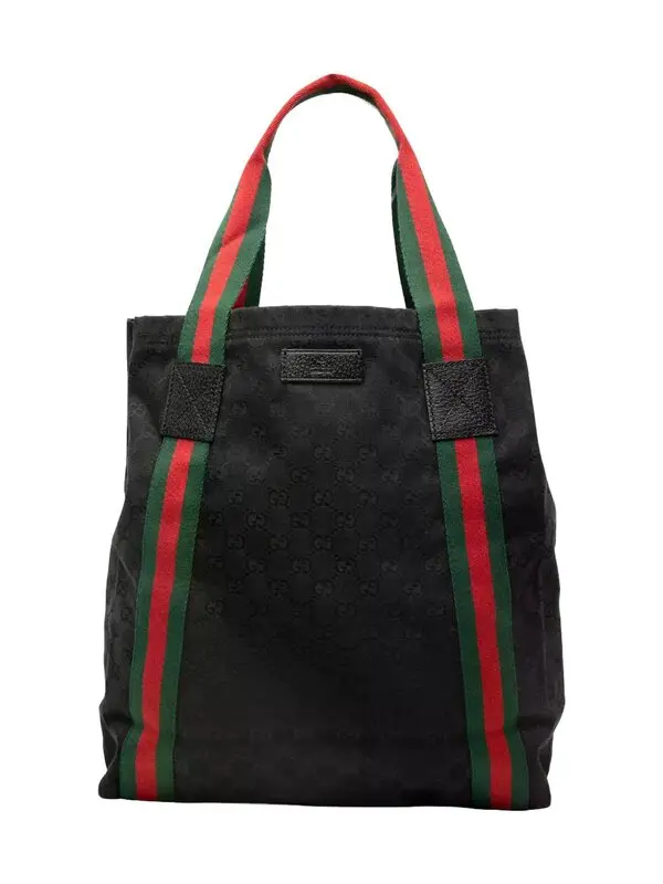 Gucci Gg Canvas Web Tote Bag - Black