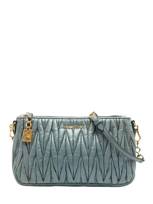 Miu Miu Matelasse Leather Shoulder Bag - Grey
