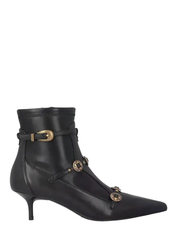 Pinko Buckle-embellished Leather Boots - Black