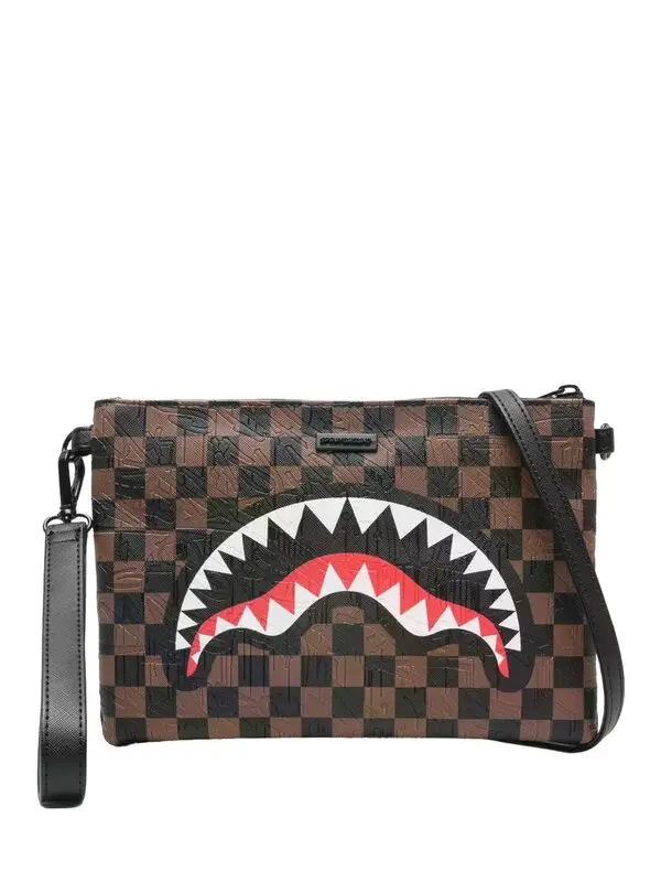 SPRAYGROUND Chessboard Shark Clutch - Brown
