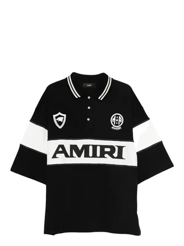 Amiri Stripe-detail Logo Polo Shirt - Black