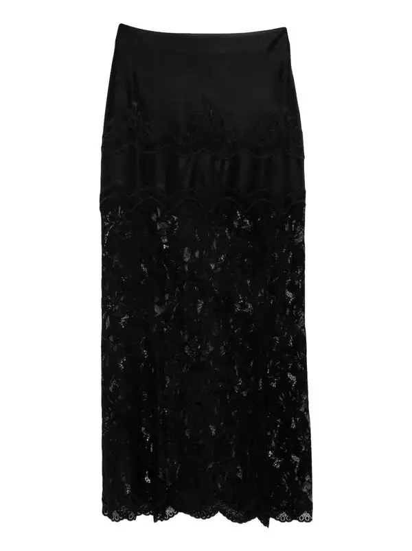 Rabanne Lace Midi Skirt - Black