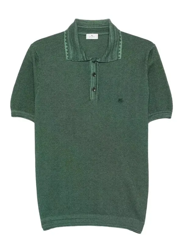 Etro Buttoned Pique Polo Shirt - Green