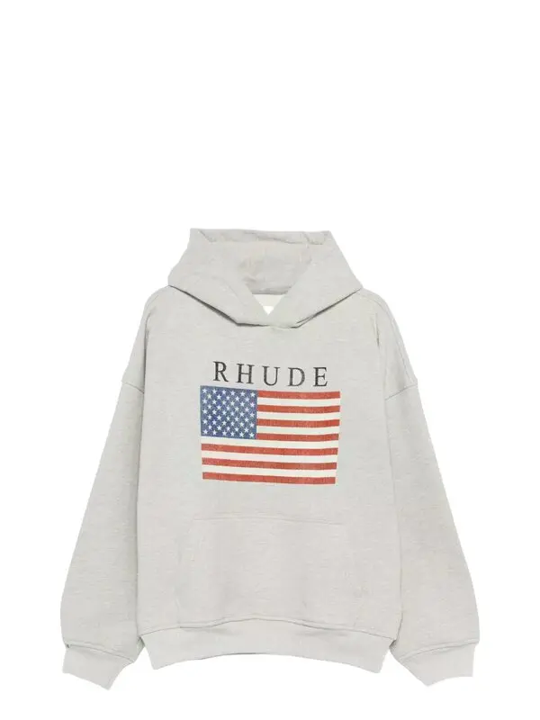 Rhude Flag Graphic Hoodie - Grey
