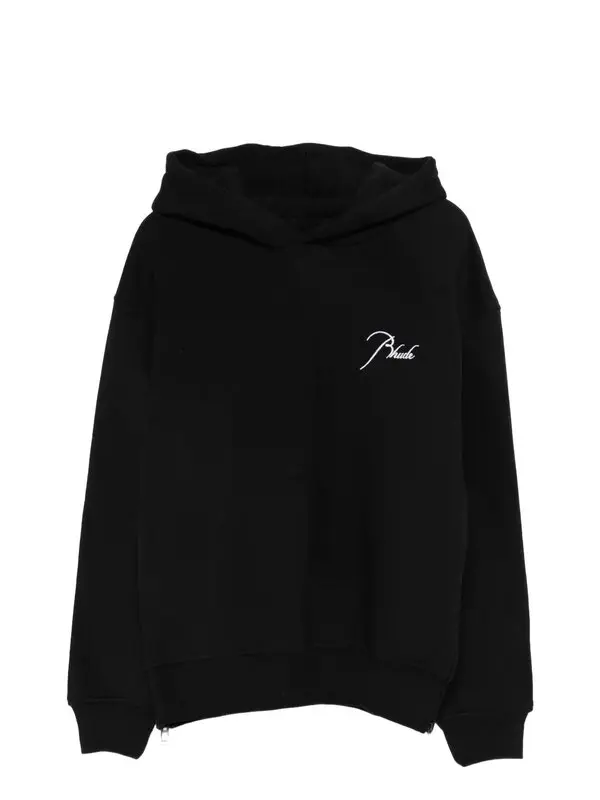 Rhude Zip Up Embroidered Hoodie - Black