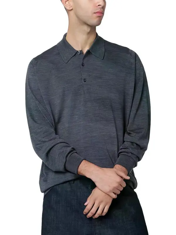 John Smedley Dorset Long-sleeve Polo Shirt - Grey