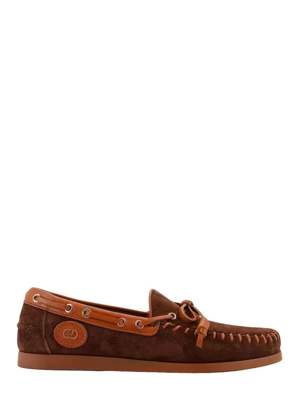 Valentino Garavani Lace-detail Boat Shoes - Brown