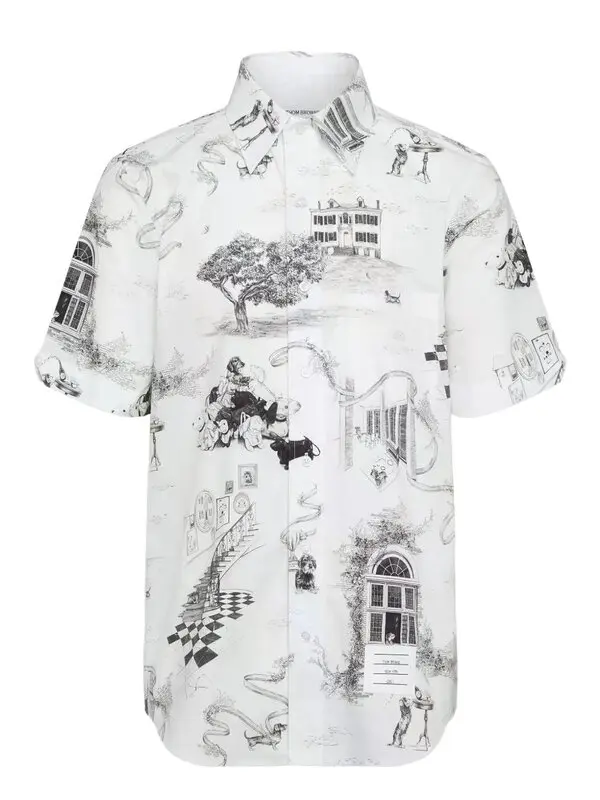Thom Browne Toile-print Short-sleeve Shirt - White