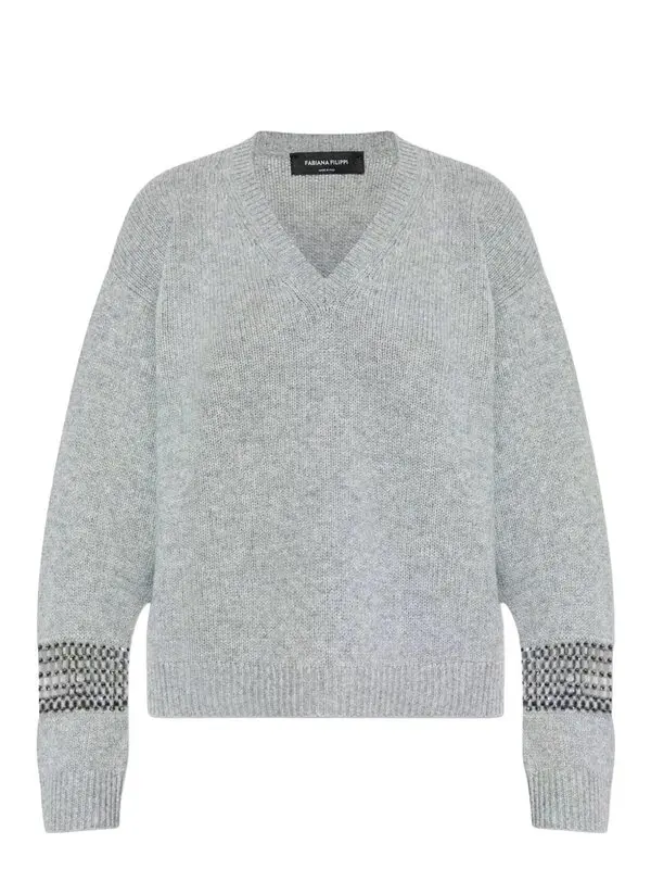 Fabiana Filippi V-neck Knit Sweater - Grey