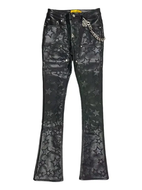 GUAPI Star-embossed Leather Trousers - Black