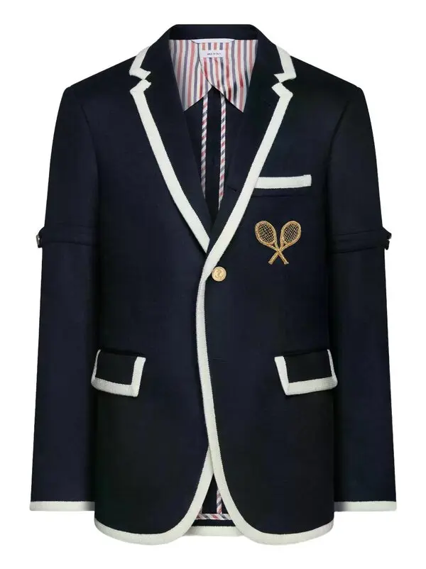 Thom Browne Armband Embroidery Blazer - Blue
