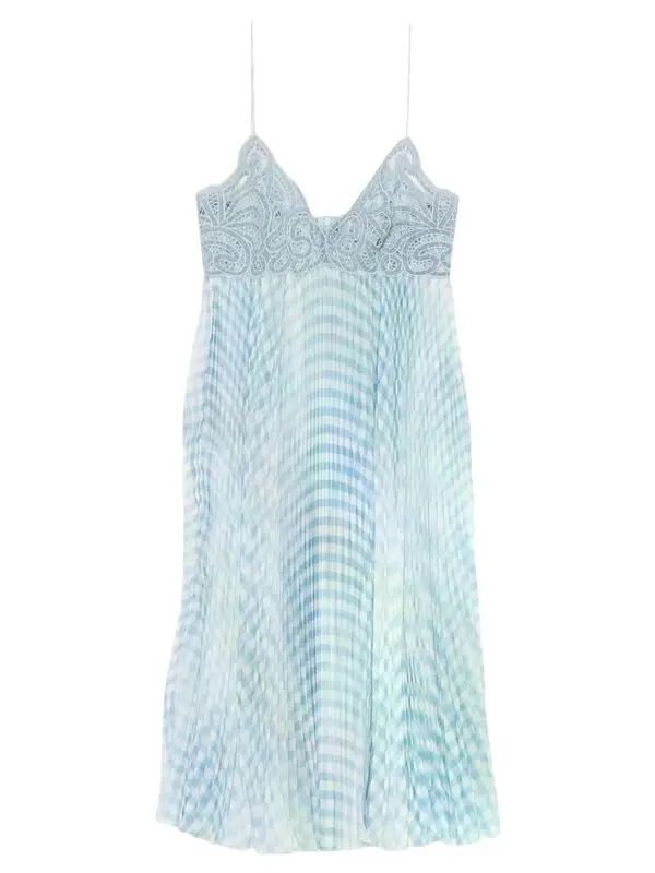 Ermanno Scervino Lace Pleated Midi Dress - Blue