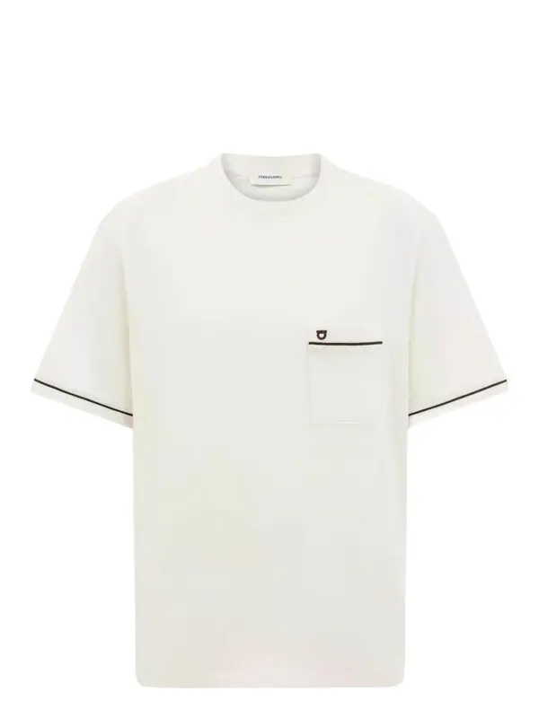 FERRAGAMO Contrasting-trim T-shirt - White