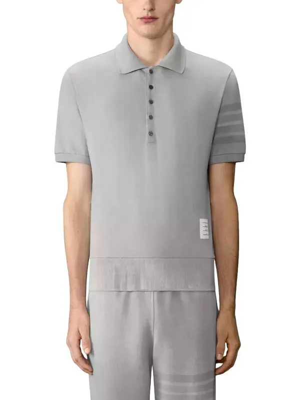Thom Browne Garment Overdyed Jersey 4-bar Polo - Steel