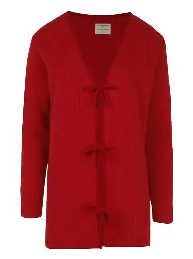 Alexandra Bueno Knit Bow Detailed Cardigan - Red