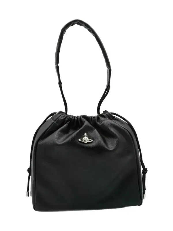 VIVIENNE WESTWOOD Orb-plaque Drawstring Shoulder Bag - Black