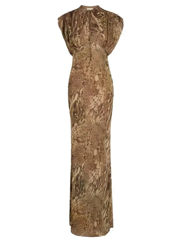 DE LA VALI Ceres Patterned Maxi Dress - Brown