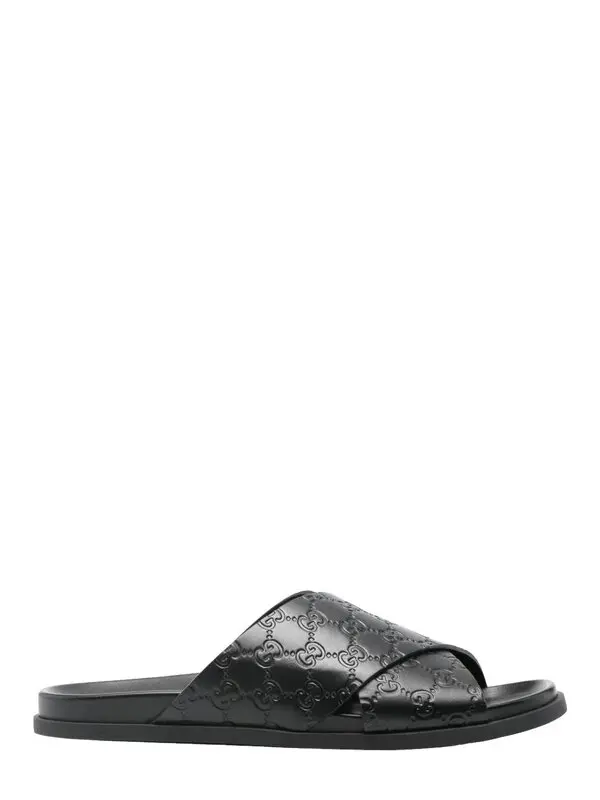 Gucci Interlocking G Criss-cross Flat Sandals - Black