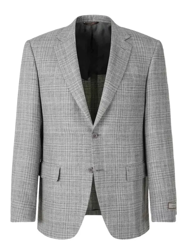 Canali Notched-lapel Checked Blazer - Grey