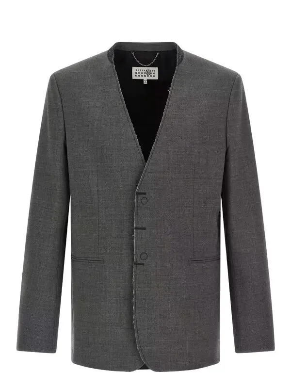 MAISON MARGIELA Raw-cut Single-breasted Blazer - Grey