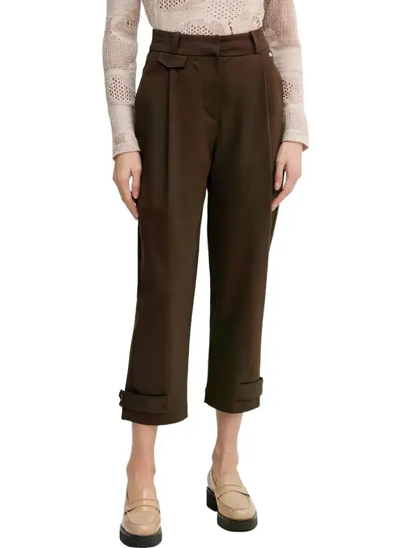 PEDRO DEL HIERRO Buttoned Cuff Trousers - Brown