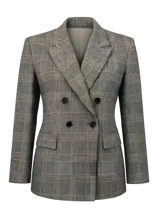 Pinko Double-breasted Check-pattern Jacket - Grey
