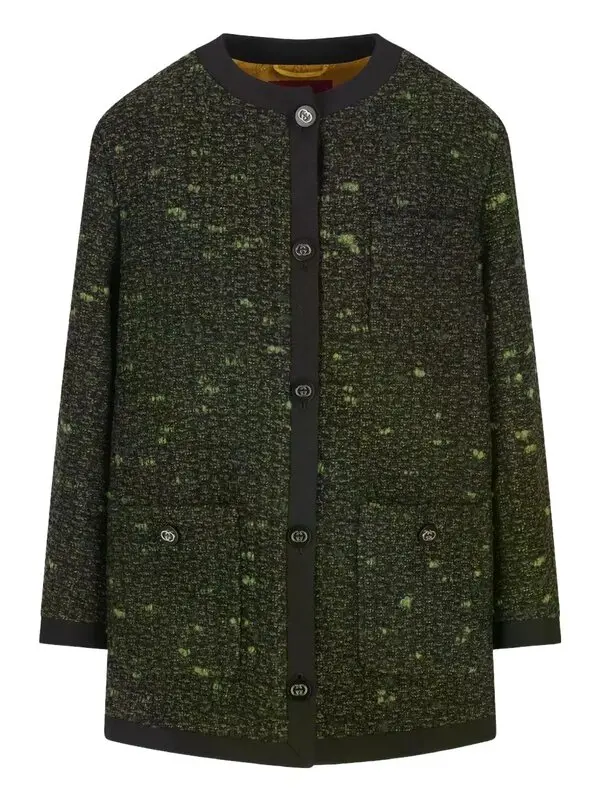 Gucci Button-up Tweed Coat - Green