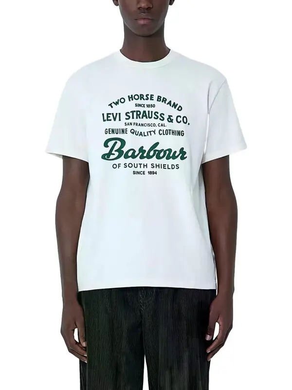 LEVI'S X Barbour Logo-motif Crew-neck T-shirt - Neutrals