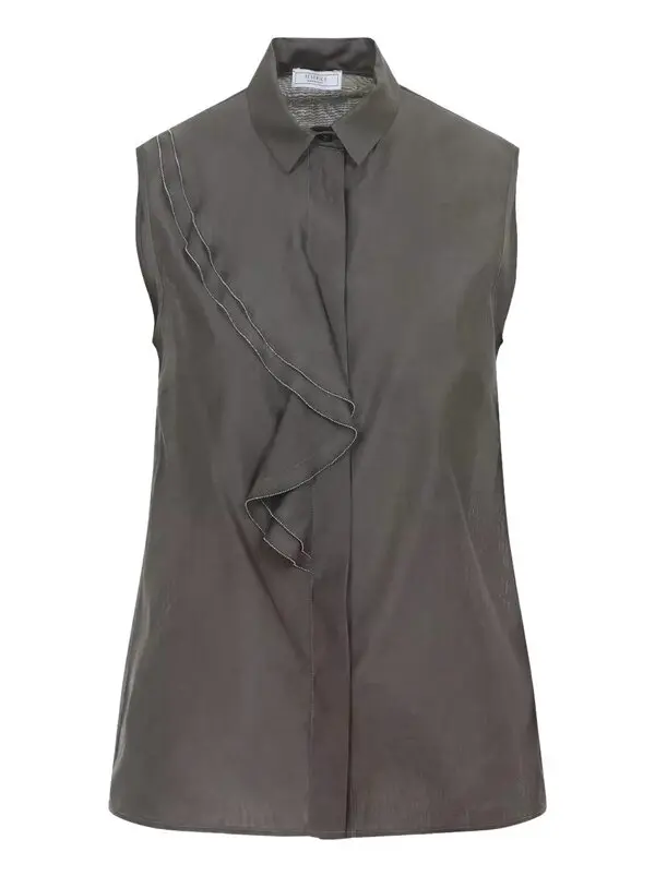 Peserico Draped-detail Sleeveless Blouse - Brown