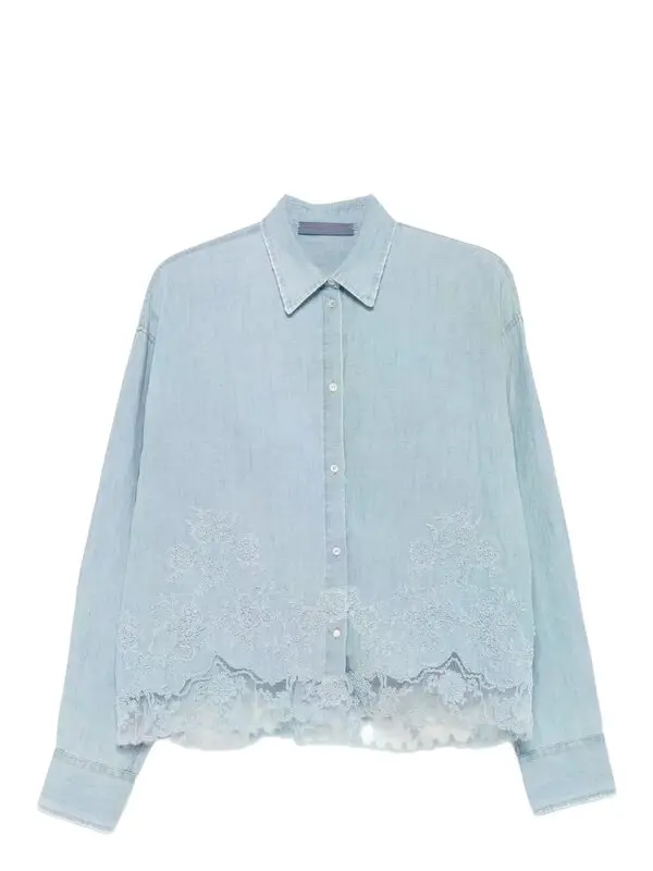 Ermanno Scervino Floral Lace Shirt - Blue